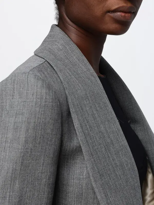 Elisabetta Franchi Slim Fit Virgin Wool Blazer With Fur Collar