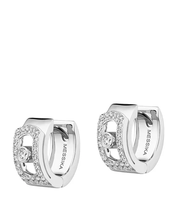 Messika Move Noa White Gold And Diamond Hoop Earrings - Silver