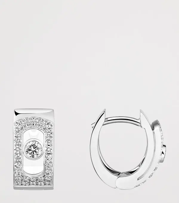Messika Move Noa White Gold And Diamond Hoop Earrings