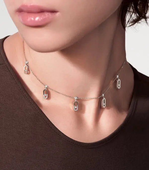 Messika Move Uno White Gold And Diamond Tassel Necklace