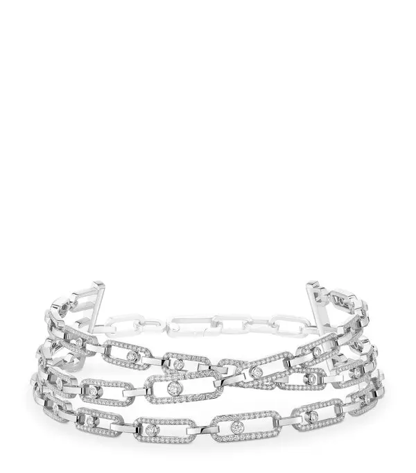 Messika Move Link White Gold And Diamond Multi-row Choker Necklace