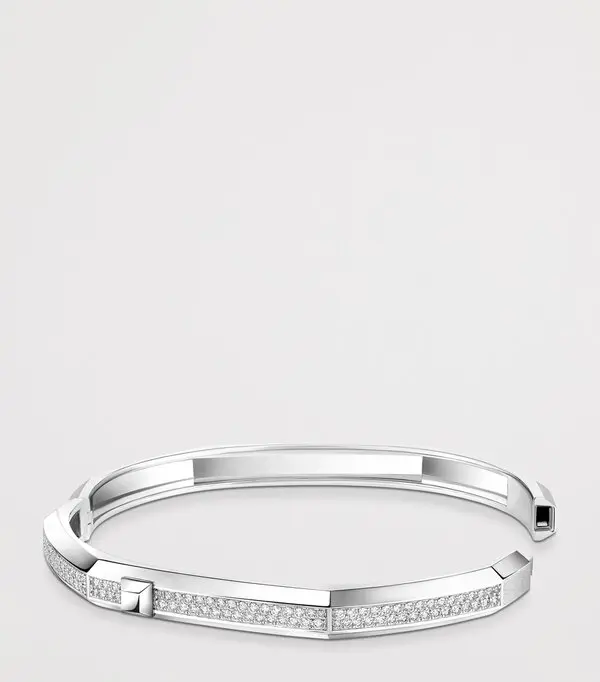 Messika Moderniste Medium White Gold And Diamond Pavé Bangle