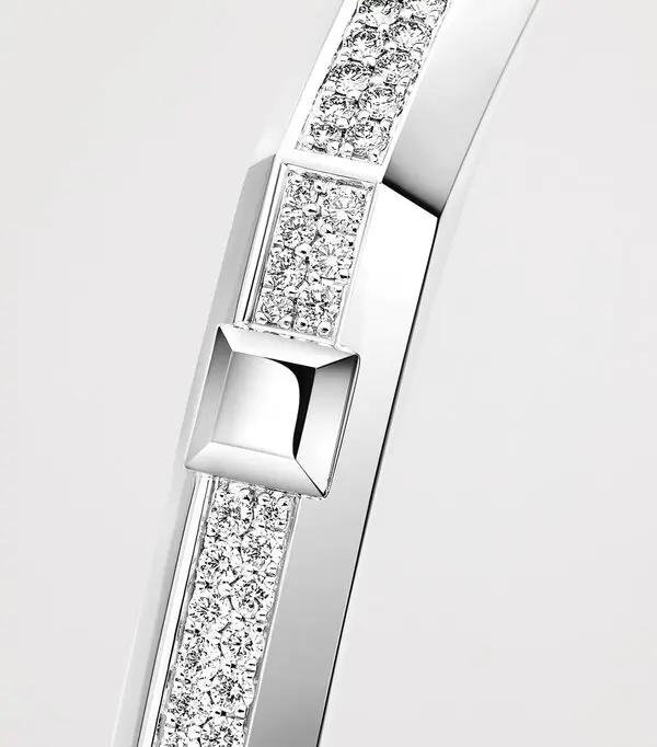 Messika Moderniste Medium White Gold And Diamond Pavé Bangle
