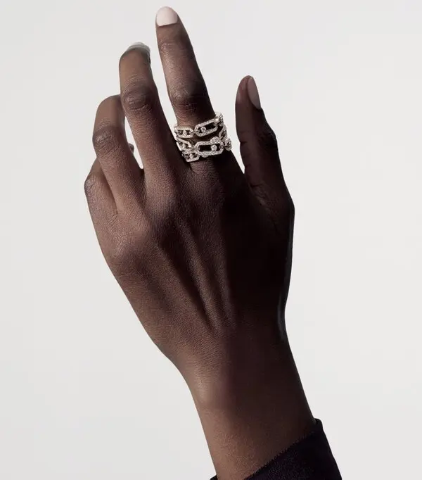 Messika Move Link White Gold And Diamond Multi-row Ring