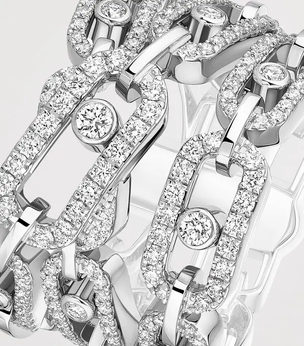 Messika Move Link White Gold And Diamond Multi-row Ring