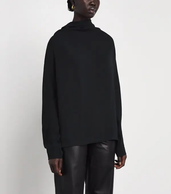 TOTEME Crepe Cady High Cowl-neck Blouse