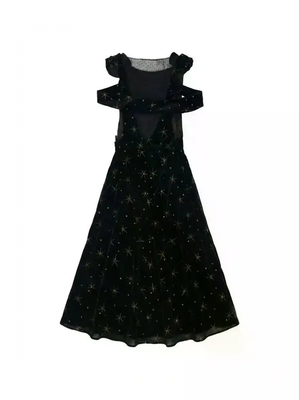 Valentino Garavani Star-print Cold-shoulder Dress