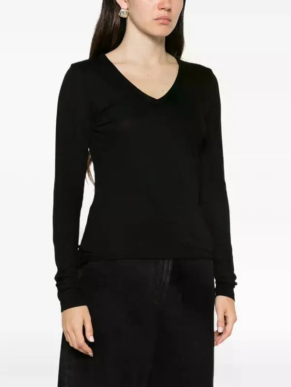 BOBI Seamed V-neck Long-sleeve T-shirt