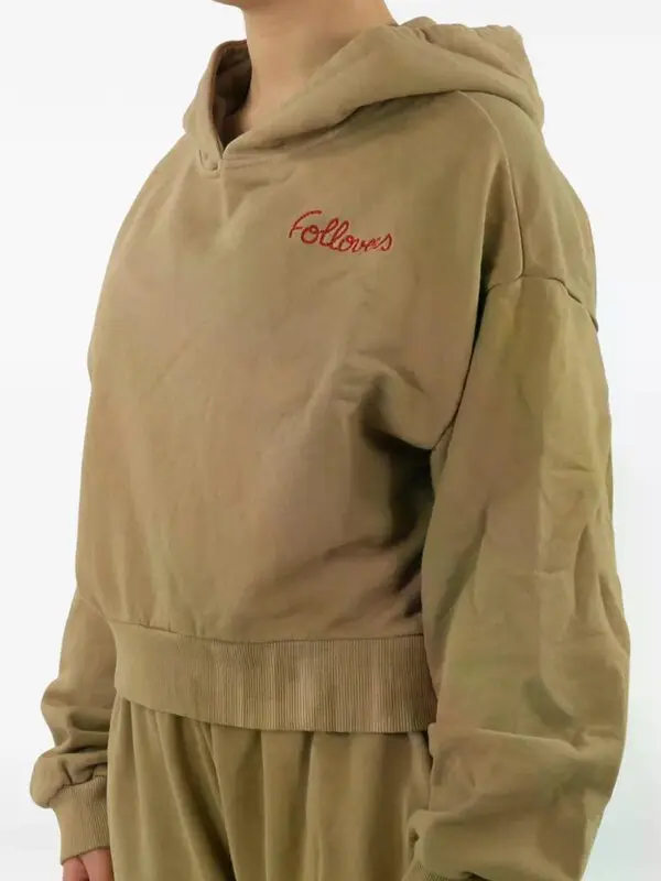 FOLLOVERS Kylie Logo-embroidered Cropped Hoodie