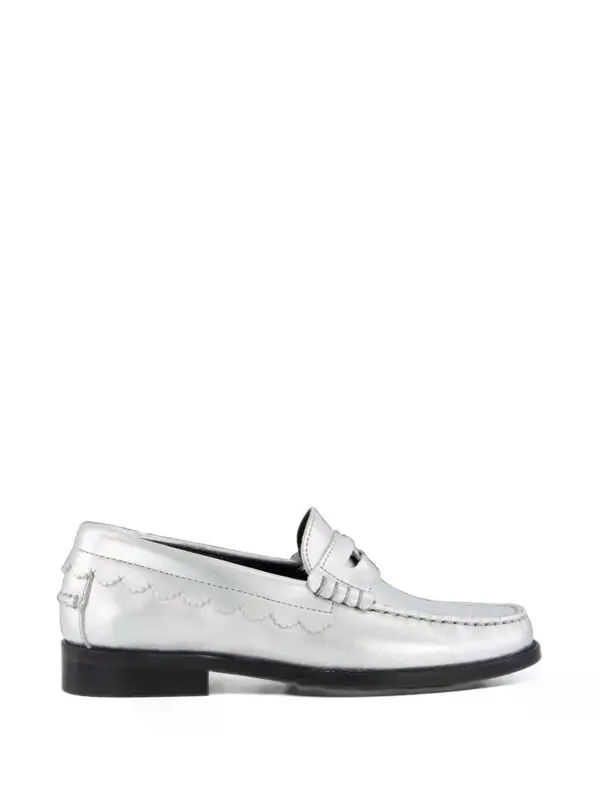 TORAL SHOES Metallic Scalloped-trim Loafers