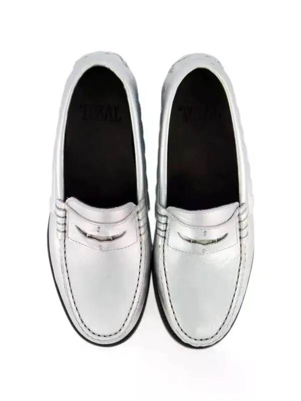 TORAL SHOES Metallic Scalloped-trim Loafers