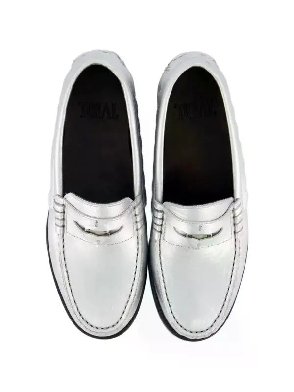 TORAL SHOES Metallic Scalloped-trim Loafers - Silver