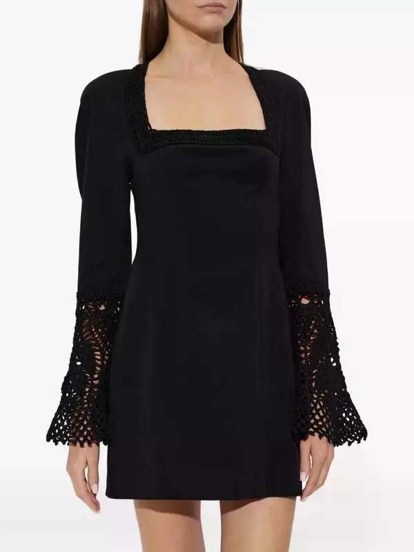 THE MANNEI Crochet-trim Flared-sleeve Mini Dress