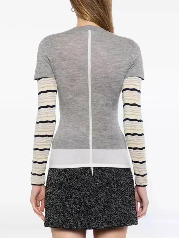 CUDDLEUP Layered-sleeve Fine-knit T-shirt