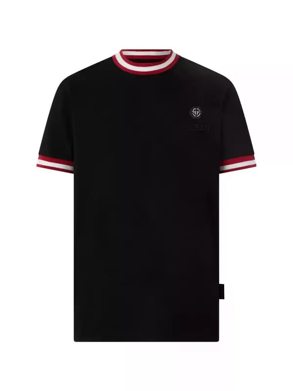 Philipp Plein Striped-trim Logo-plaque T-shirt