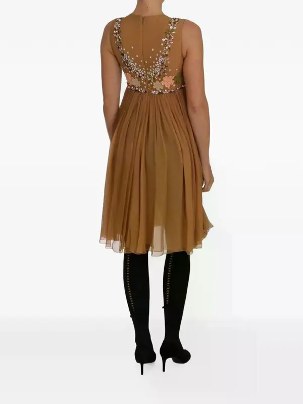 Dolce & Gabbana Crystal-embellished Floral-appliqué Midi Dress