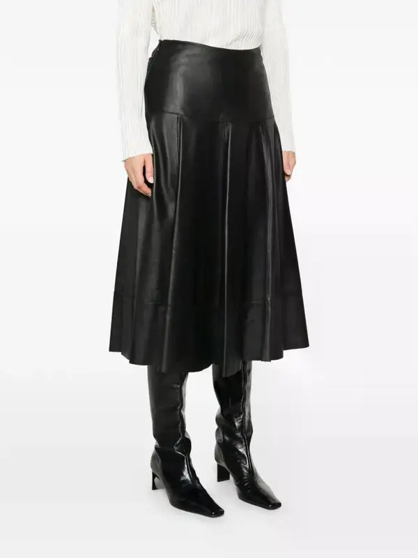 SOLOTRE Pleated A-line Midi Skirt