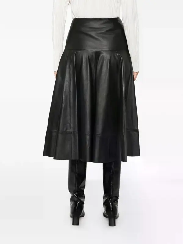 SOLOTRE Pleated A-line Midi Skirt