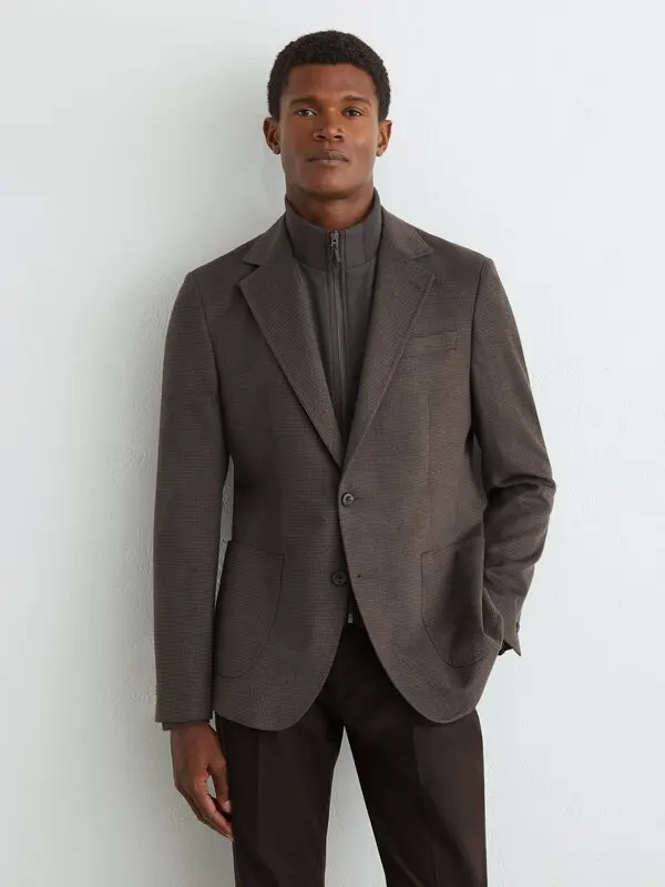 REISS Check Single-breasted Blazer With Gilet Insert Tailored-fit