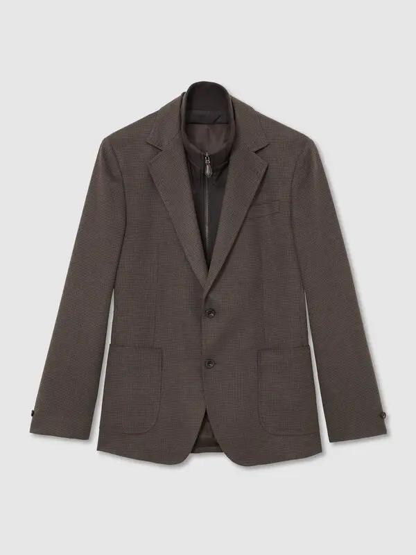 REISS Check Single-breasted Blazer With Gilet Insert Tailored-fit