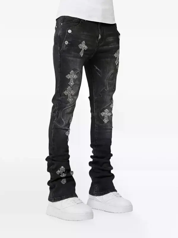 GUAPI Rhinestone-embellished Stacked Jeans
