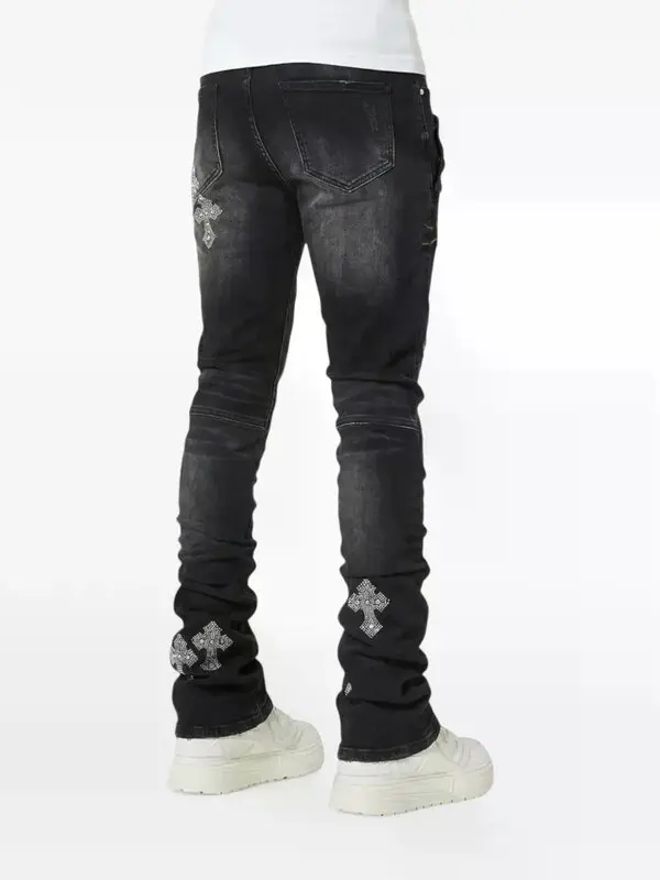 GUAPI Rhinestone-embellished Stacked Jeans