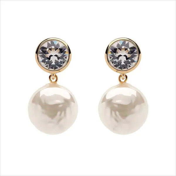 EMMA HOLLAND JEWELLERY Crystal & Coin Pearl Earrings - Gold