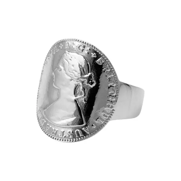 VON TRESKOW Small Curved Coin Ring