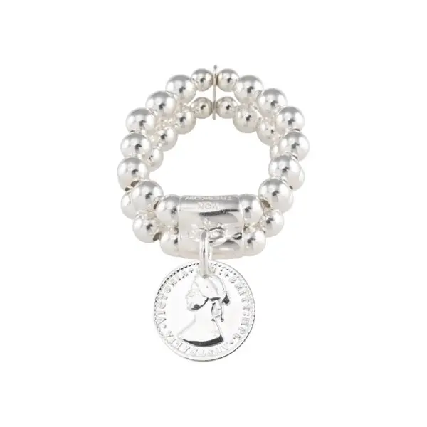 VON TRESKOW 2-strand Stretchy Ring With Mini Coin