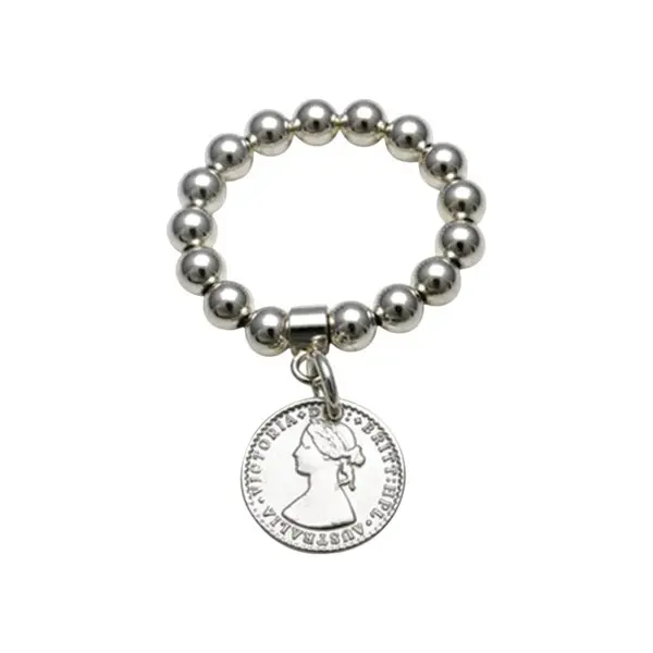 VON TRESKOW Two-strand Stretchy Ring With Mini Coin