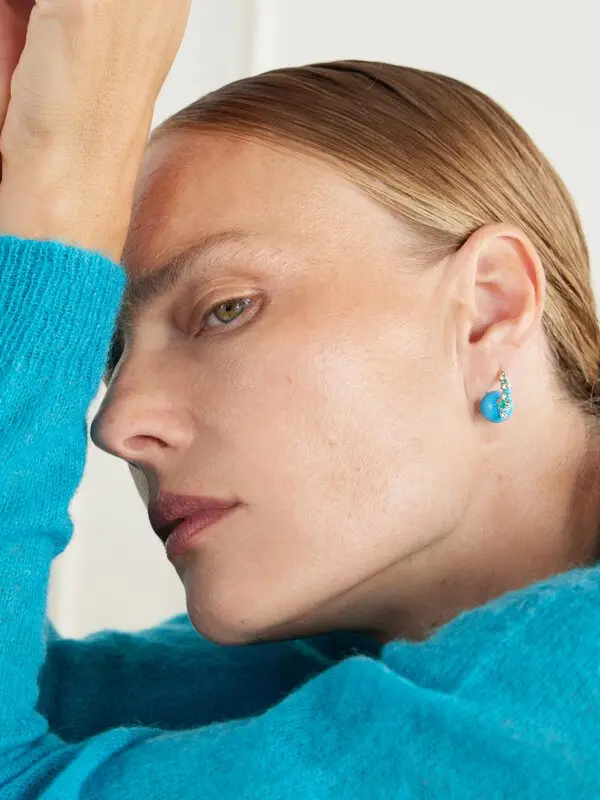 SYDNEY EVAN 14-karat Gold, Diamond, Emerald And Turquoise Earrings