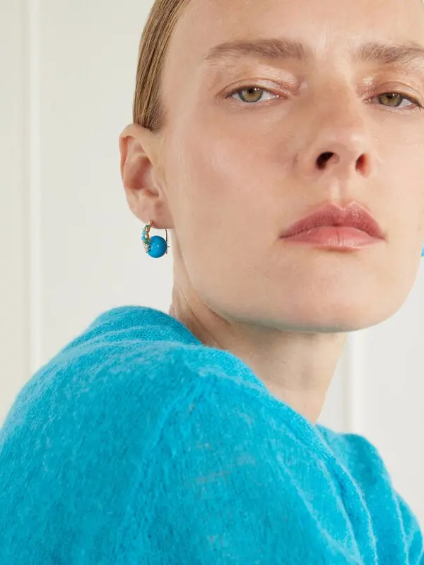 SYDNEY EVAN 14-karat Gold, Diamond, Emerald And Turquoise Earrings