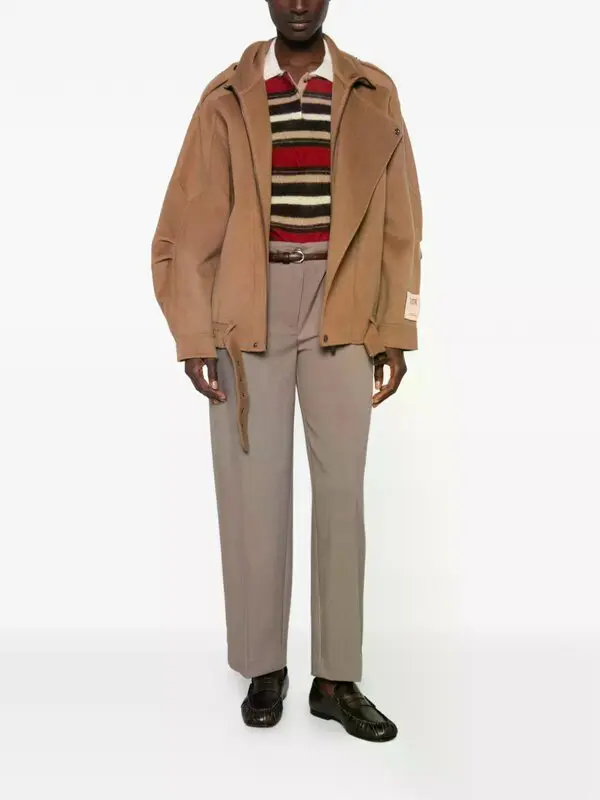 SOLOTRE Belted Pressed-crease Trousers