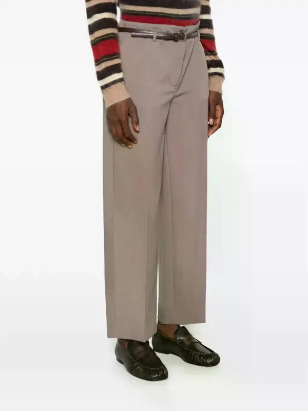 SOLOTRE Belted Pressed-crease Trousers