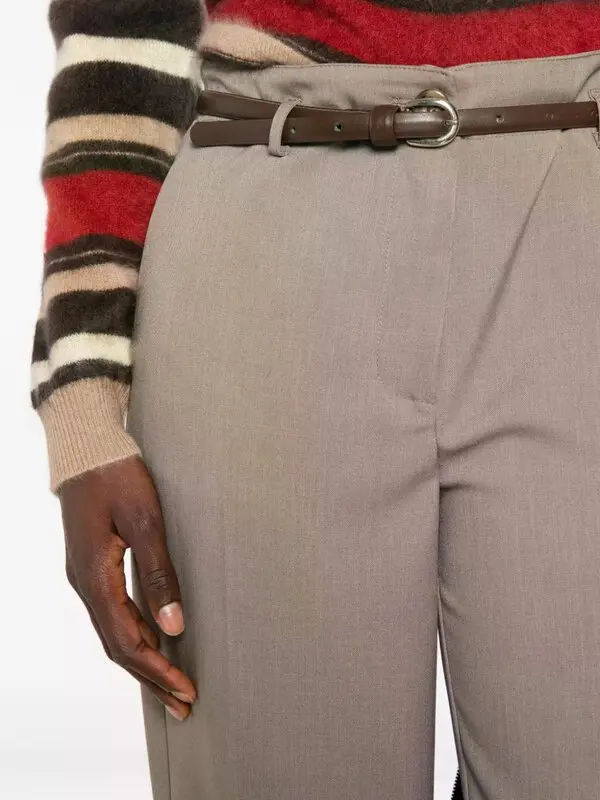 SOLOTRE Belted Pressed-crease Trousers
