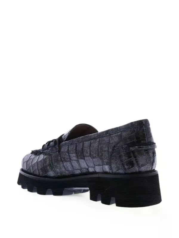 PONS QUINTANA Crocodile-print Leather Loafers