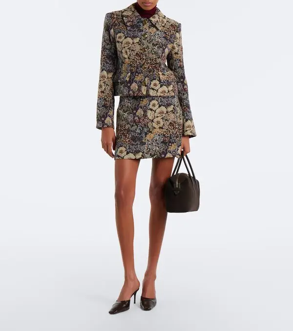 Veronica Beard Ohemia Floral Jacquard Miniskirt