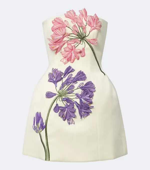 LEO LIN Roselle Floral-applique Bustier Dress - Multicoloured