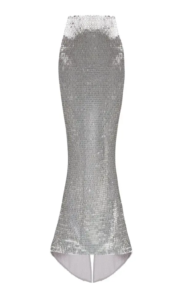 BALYKINA Sequined Maxi Skirt - Silver
