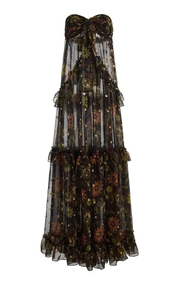 SIEDRES Josiane Strapless Chiffon Maxi Dress - Multi