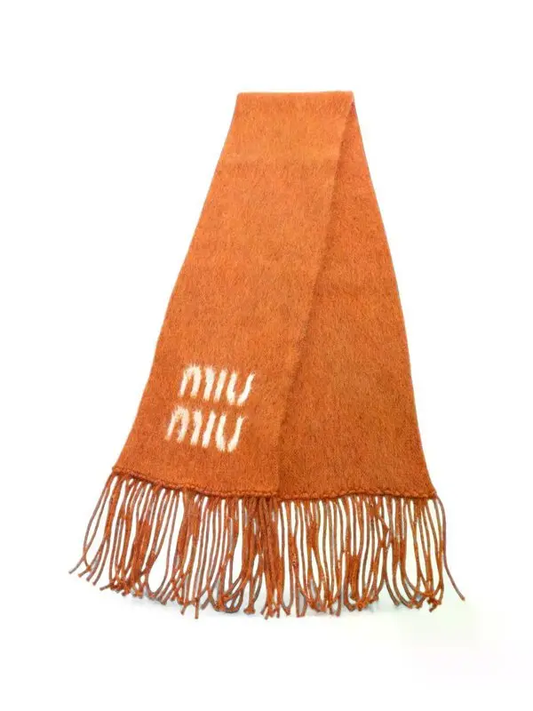 Miu Miu 2010s Logo Fringe Scarf