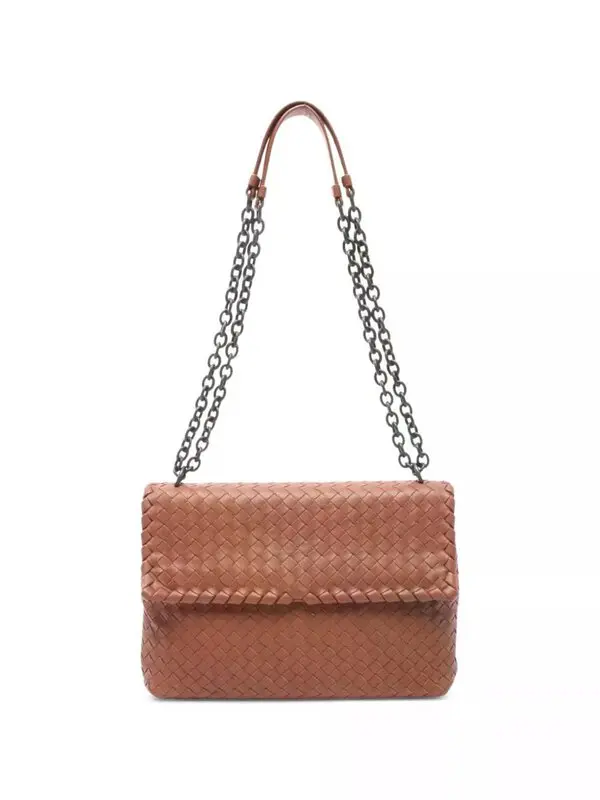 Bottega Veneta 2010s Olympia Intrecciato Shoulder Bag - Brown