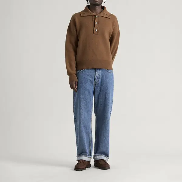 AMI Paris Compact Wool Buttoned Collar Jumper