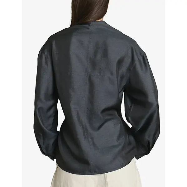 Soeur Jenny Cowl-neck Long-sleeve Silk Blouse