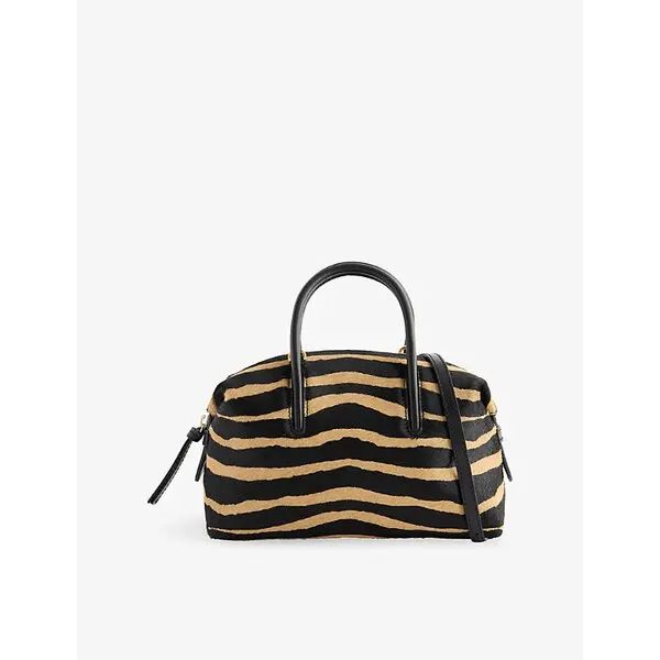 DEMELLIER The Small Stockholm Zebra-effect Pony-hair Top-handle Bag - Zebra Effect/black