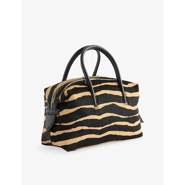 DEMELLIER The Small Stockholm Zebra-effect Pony-hair Top-handle Bag - Zebra Effect/black