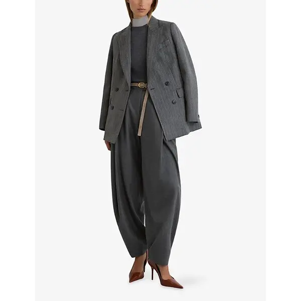 REISS Aries Barrel-leg High-rise Wool-blend Trousers