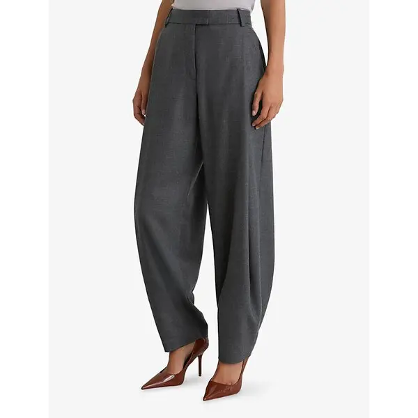 REISS Aries Barrel-leg High-rise Wool-blend Trousers