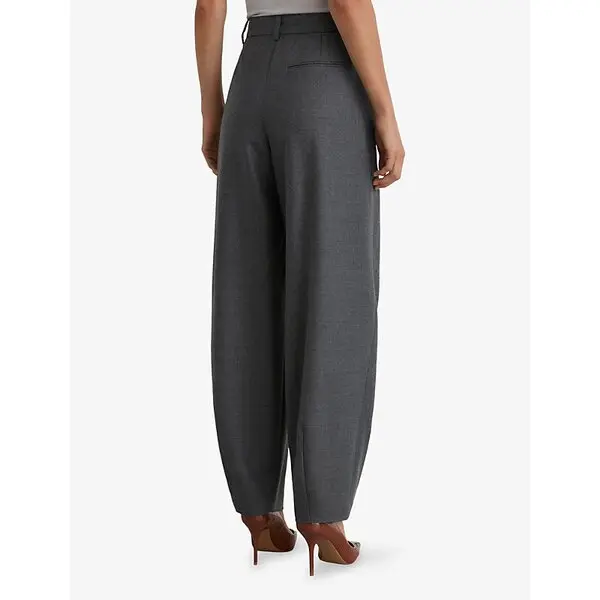 REISS Aries Barrel-leg High-rise Wool-blend Trousers