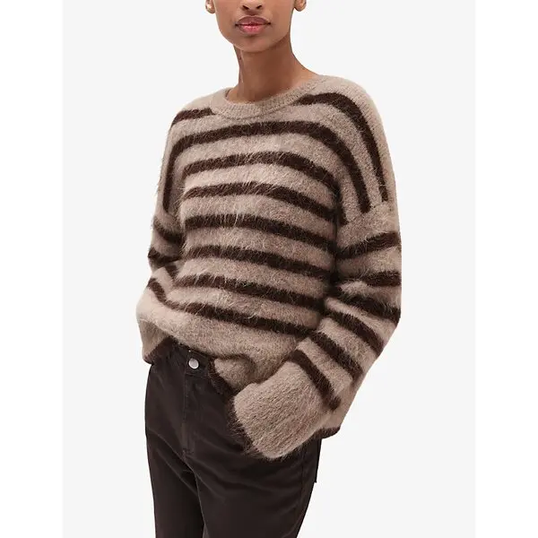 THE WHITE COMPANY Striped Relaxed-fit Wool-blend Jumper